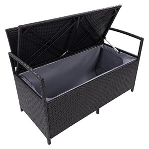 CorLiving Parksville Patio Black Wicker/Rattan Storage Bench