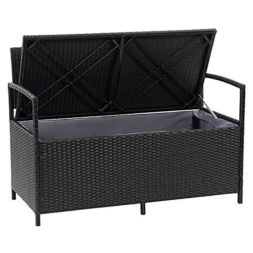 CorLiving Parksville Patio Black Wicker/Rattan Storage Bench