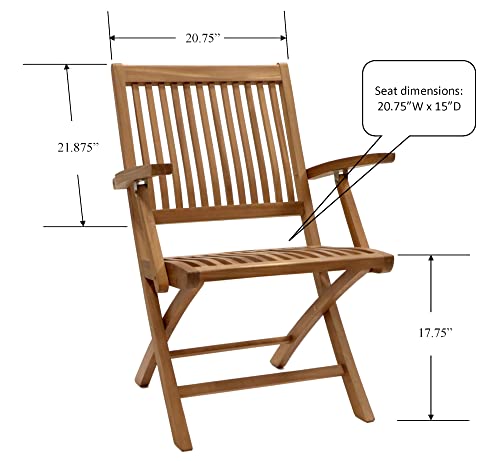 Redmon Premium Teak Folding Chair, Large, Woodgrain