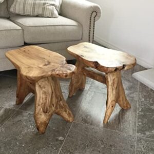 GREENAGE Cedar Roots Stool Naturally Shaped A-Leg, Size, 10" x 13.5 x 12.2 H, Wood Stump Side Table Stand Home Décor End Table