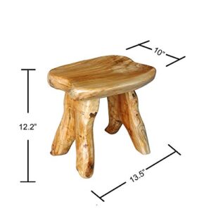 GREENAGE Cedar Roots Stool Naturally Shaped A-Leg, Size, 10" x 13.5 x 12.2 H, Wood Stump Side Table Stand Home Décor End Table