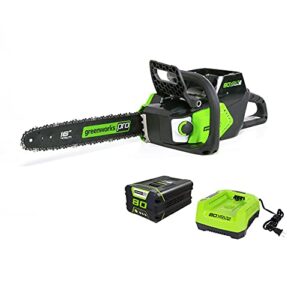 greenworks pro 80v 16″ brushless cordless chainsaw with 2.0ah battery & charger included (cs80l211)