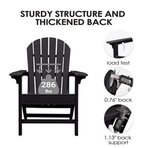 OTSUN Adirondack Chair, Large Lawn Chairs with 286 Lbs Weight Capacity, HDPE Outdoor Chairs Weather Resistant for Patio, Porch, Garden, Swimming Pool, Deck, Black