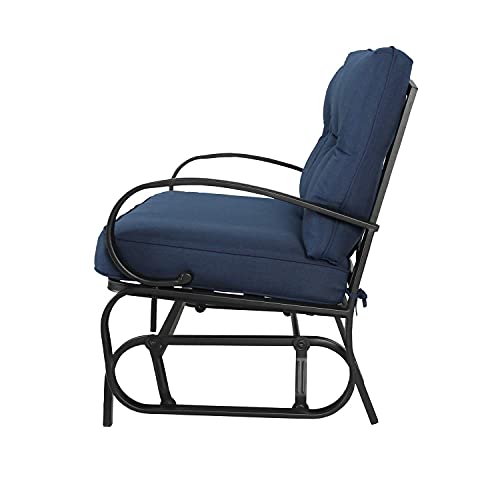 PATIO TREE Outdoor Patio Glider Bench Loveseat Outdoor Cushioned 2 Person Rocking Seating Patio Swing Chair, Navy