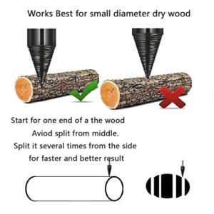 Firewood Log Splitter, 3pcs Drill Bit Removable Cones Kindling Splitting logs bits Heavy Duty Electric Bolts and Nuts Set M4 Stainless Steel