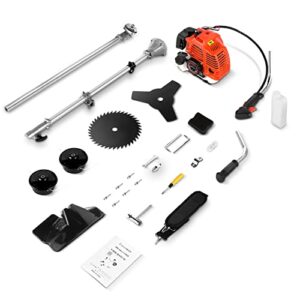 58CC Weed Eater/Wacker Gas Powered, 4 in 1 String Trimmer/Edger 18" Brush Cutter, U-Handle and Trimming Heads for Grass/Heavy Bush/2023 Upgrade(Orange)