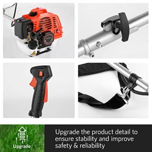 58CC Weed Eater/Wacker Gas Powered, 4 in 1 String Trimmer/Edger 18" Brush Cutter, U-Handle and Trimming Heads for Grass/Heavy Bush/2023 Upgrade(Orange)