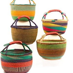 Large African Basket | Round Bolga Basket | Ghana Basket (ASSOR / COLORS VARY) 14”-16”