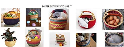 Large African Basket | Round Bolga Basket | Ghana Basket (ASSOR / COLORS VARY) 14”-16”