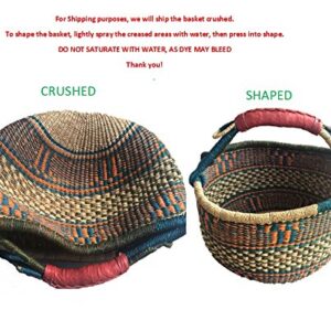 Large African Basket | Round Bolga Basket | Ghana Basket (ASSOR / COLORS VARY) 14”-16”