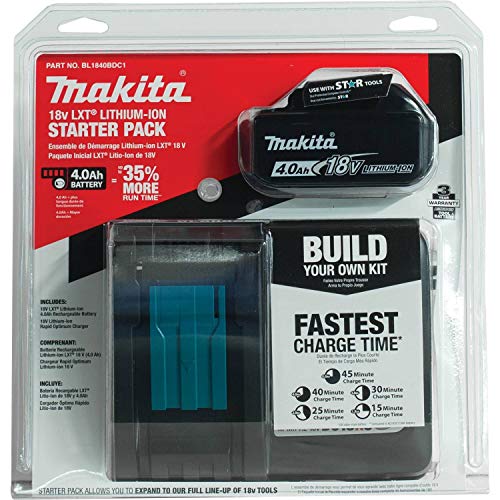 Makita BL1840BDC1 18V LXT® Lithium-Ion Battery and Charger Starter Pack (4.0Ah)