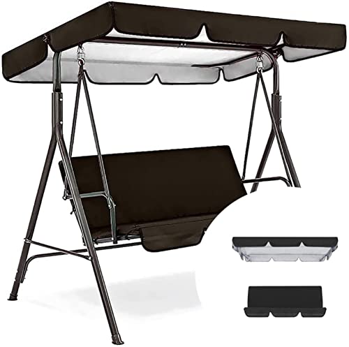 BTURYT Waterproof Garden Seater Sun Shade Porch Hammock Patio Swing Cover,Outdoor Swing Canopy Replacement Cover & Swing Cushion Cover-(top Cover + Chair Cover)