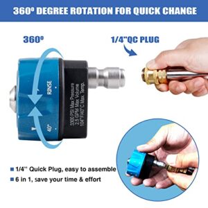 MEKOH Pressure Washer Nozzle, 6-in-1 Quick Changeover Nozzle, Adjustable Pressure Washer Nozzle with 1/4 Inch Quick Connect, 3300 PSI Spray Nozzle