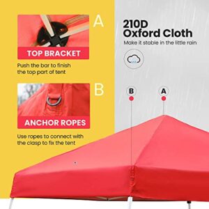 VIVOHOME Slant Leg Outdoor Easy Pop Up Canopy Party Tent Red 8 x 8 Feet