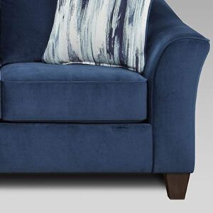 Roundhill Furniture Camero Fabric Pillowback Loveseat, Navy Blue