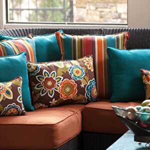 Pillow Perfect 499895 Outdoor/Indoor Annie Chocolate/Westport Teal Lumbar Pillows, 11.5" x 18.5", Reversible, 2 Pack