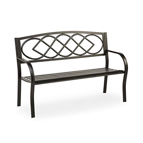 Celtic Knot Garden Bench Black Aluminum Backed