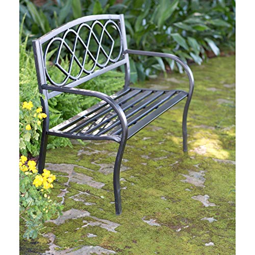 Celtic Knot Garden Bench Black Aluminum Backed