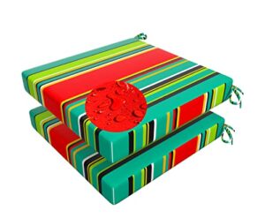 waterproof outdoor patio chair cushions,garden chair cushions set of 2 red green colorful color striped outdoor lawn seats mat for garden,high density sponge filling glider chair cushions,43x43x5cm