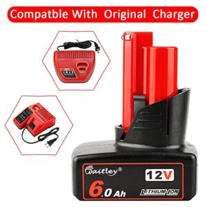 waitley 2 Pack 12V 6A Replacement Battery Compatible with Milwaukee M12 6.0Ah Power Tools