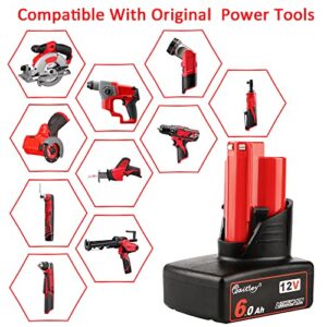 waitley 2 Pack 12V 6A Replacement Battery Compatible with Milwaukee M12 6.0Ah Power Tools