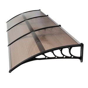 Simply-Me 40" x 120" Door Window Awning Polycarbonate Cover Front Door Outdoor Patio Awning Canopy UV Rain Snow Protection Hollow Sheet (Brown & Black)