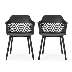 christopher knight home madeline outdoor dining chair (set of 2), black