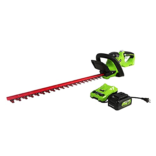 Greenworks 24V 22" Cordless Laser Cut Hedge Trimmer, 4.0Ah USB Battery and Charger Included