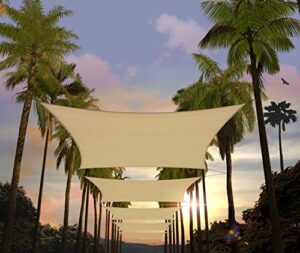 amgo 16′ x 20′ beige rectangle sun shade sail canopy awning atapr1620, 95% uv blockage, water & air permeable, commercial and residential (we custom size)