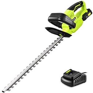 cordless hedge trimmer – snapfresh 20v electric hedge trimmer 22″ dual-action blade, grass trimmer with 2.0ah battery and charger, bush trimmer, shrub trimmer