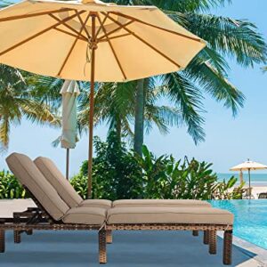 MAGIC UNION 2-Pack Outdoor Chairs Patio Adjustable Wicker Chaise Lounge with Cushions Patio Seating Beach Chairs Chaise Lounge Chairs for Outside Pool Patio Chair Lawn Chairs Set of 2