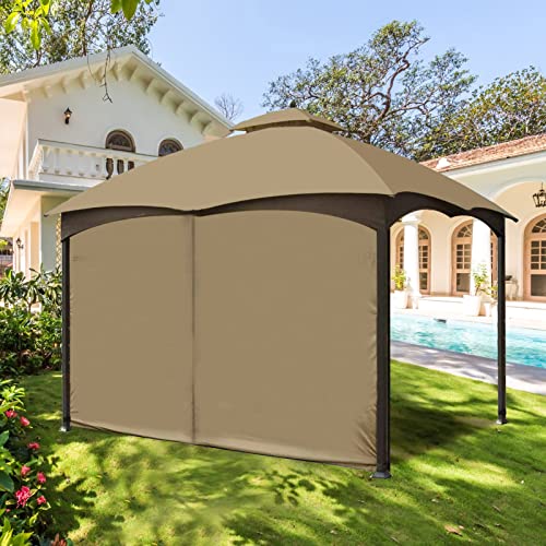 Wonwon Gazebo Universal Replacement Privacy Curtain Privacy Panel Canopy Side Wall with Zipper for 10' x 10' Outdoor Gazebo (Khaki)