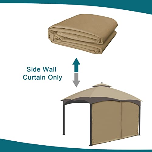 Wonwon Gazebo Universal Replacement Privacy Curtain Privacy Panel Canopy Side Wall with Zipper for 10' x 10' Outdoor Gazebo (Khaki)