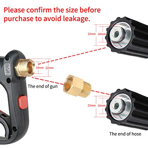 CHAVOR Pressure Washer Short Gun, 5 Nozzle Tips, 7 Inch Extension Curved Rod, M22 Fitting, Hot and Cold Water Replacement, 5000 PSI