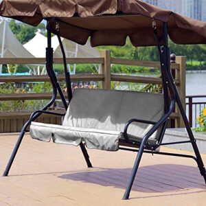 Outdoor Swing Seat Cushion Cover Replacement, Waterproof Polyester Taffeta Fabric 3 Seat Swing Chair Bench Cushion Cover Swing Hammock Protector for Garden Yard Park 59.1x19.7x3.9in (Grey)