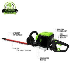 Greenworks Pro 80V 26" Cordless Hedge Trimmer, Tool Only