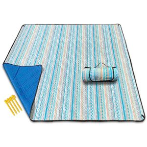 kuosen picnic blanket beach blanket sandproof waterproof 79”x79” 3 layers, sandproof beach blanket, picnic blanket waterproof large picnic blanket oversized without spikes (bohemia)