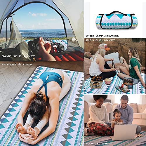 KuoSEN Picnic Blanket Beach Blanket Sandproof Waterproof 79''x79'' 3 Layers, Sandproof Beach Blanket, Picnic Blanket Waterproof Large Picnic Blanket Oversized Without Spikes (Bohemia)