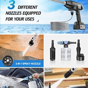 Aihand Cordless Pressure Washer, 652PSI Portable Power Cleaner with Rechargeable 4.0Ah Battery 6-in-1 Nozzle, Handheld High-Pressure Car Washer Gun for Home/Floor Cleaning & Watering, Charger Included