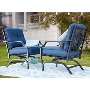 Patio Festival Rocking Patio Chairs Outdoor Metal Furniture Motion Spring Patio Chair Black Metal Dining Bistro Set with Padded Cushion for Porch Garden Balcony