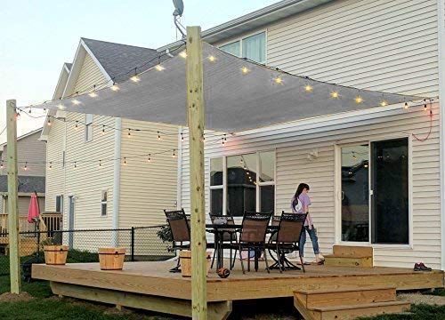 Rectangle Sun Shade Sail Canopy, 6' x 8' Patio Shade Cloth Outdoor Cover - Sunshade Fabric Awning Shelter for Pergola Backyard Garden Carport (Grey)