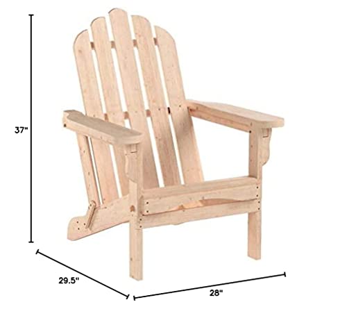 Shine Company 4658N Marina II Adirondack Folding Chair | Outdoor Foldable Wooden Rocking Chair for Garden, Backyard, Firepit, & Deck – Natural