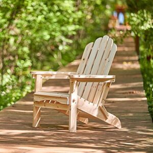 Shine Company 4658N Marina II Adirondack Folding Chair | Outdoor Foldable Wooden Rocking Chair for Garden, Backyard, Firepit, & Deck – Natural