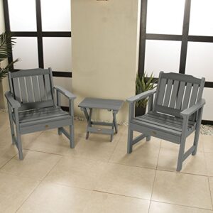 Highwood AD-KITCHGL1-CGE Lehigh (2) Garden Chairs with Folding Side Table, Coastal Teak