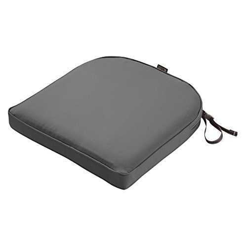 Classic Accessories Montlake Water-Resistant 18 x 18 x 2 Inch Contoured Patio Dining Seat Cushion, Light Charcoal Grey