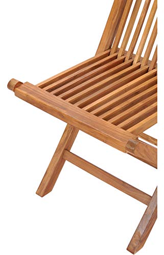 Teak Wood California Folding Outdoor Patio Dining Side Chair (Set of 2), Made from Solid A-Grade Teak Wood