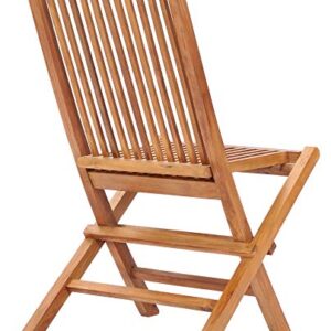 Teak Wood California Folding Outdoor Patio Dining Side Chair (Set of 2), Made from Solid A-Grade Teak Wood