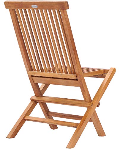 Teak Wood California Folding Outdoor Patio Dining Side Chair (Set of 2), Made from Solid A-Grade Teak Wood