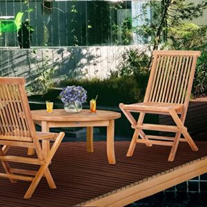 Teak Wood California Folding Outdoor Patio Dining Side Chair (Set of 2), Made from Solid A-Grade Teak Wood