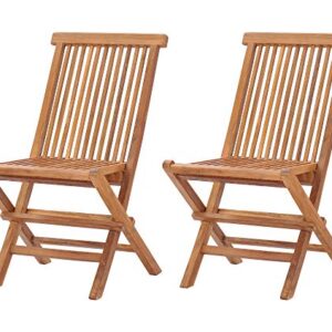 Teak Wood California Folding Outdoor Patio Dining Side Chair (Set of 2), Made from Solid A-Grade Teak Wood